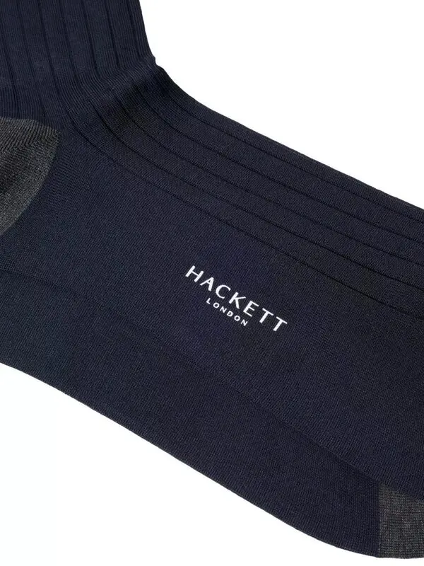 HACKETT LONDON Mercerised Cotton Ribbed Dress Socks