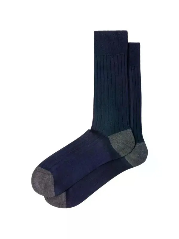 HACKETT LONDON Mercerised Cotton Ribbed Dress Socks