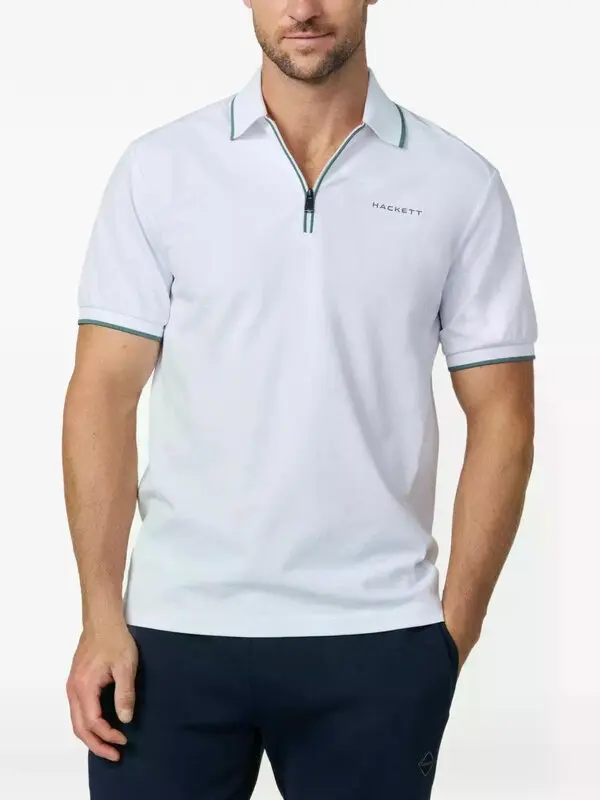 HACKETT LONDON Zip-placket Pique Polo Shirt