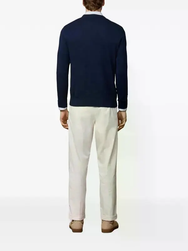 HACKETT LONDON Embroidered V-neck Sweater