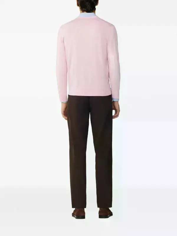 HACKETT LONDON Embroidered-logo V-neck Cotton Jumper