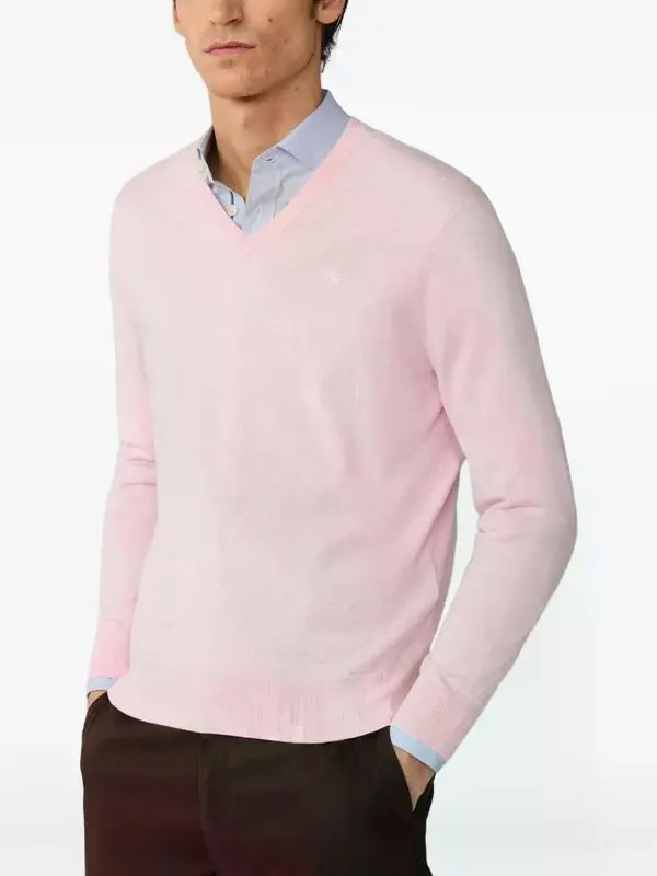 HACKETT LONDON Embroidered-logo V-neck Cotton Jumper