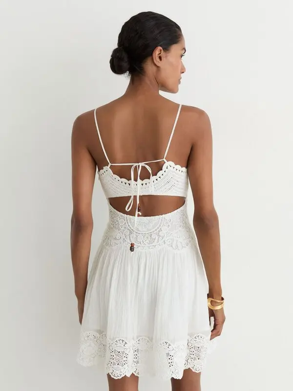 REISS Hesta Lace Trimmed Mini Dress
