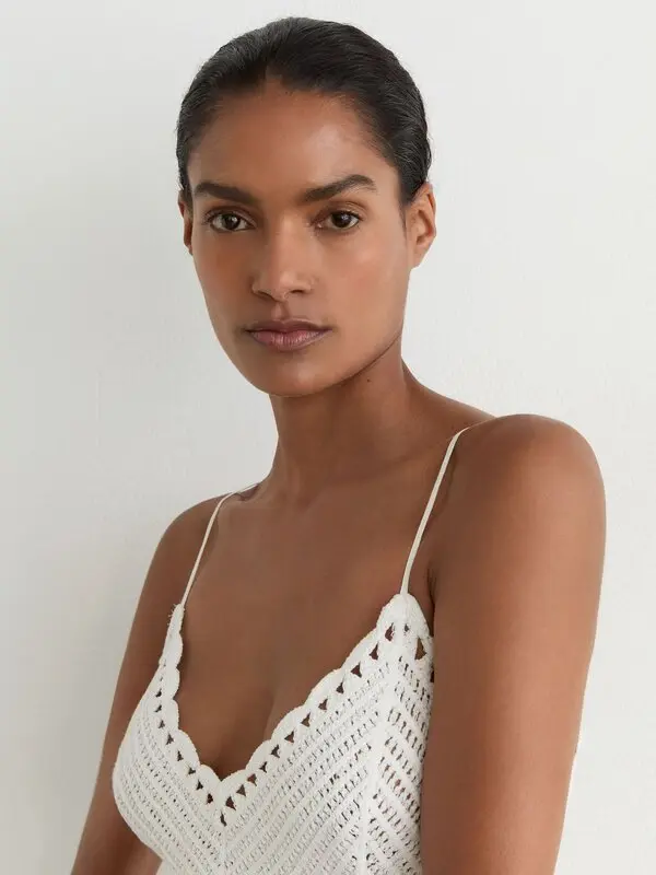 REISS Hesta Lace Trimmed Mini Dress