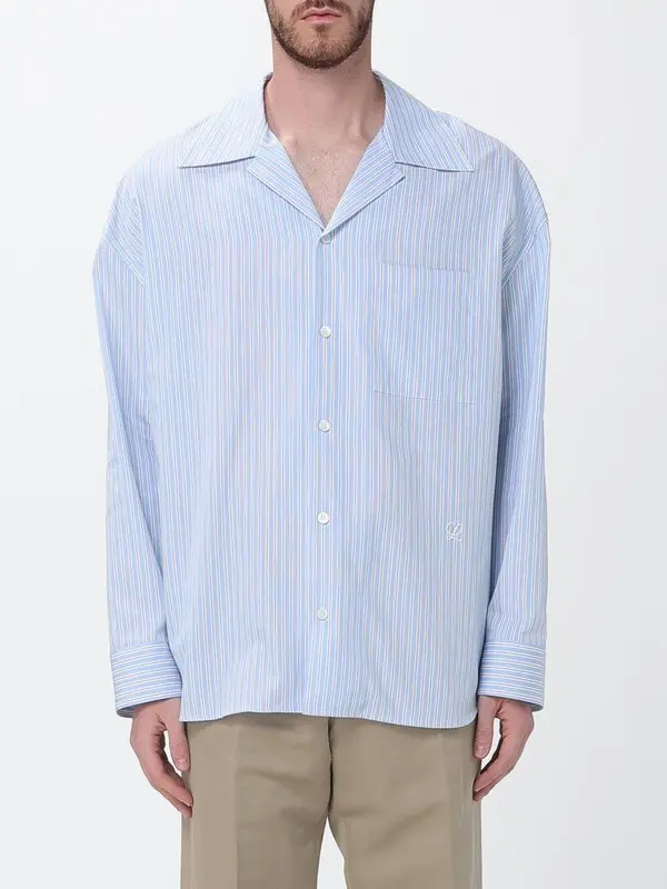 Loewe Striped Cotton Casual Shirt - Gnawed Blue