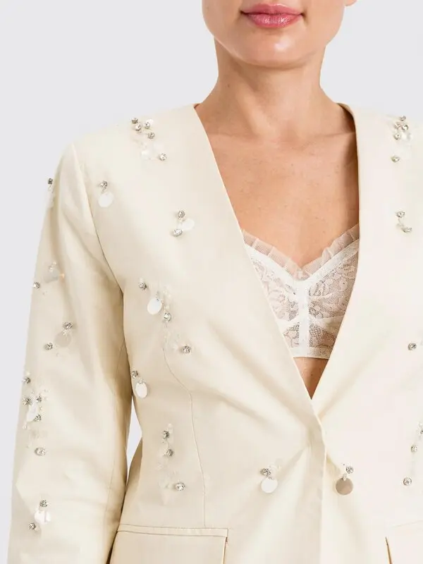 TWINSET Cotton Blazer With Sequins And Embroidery