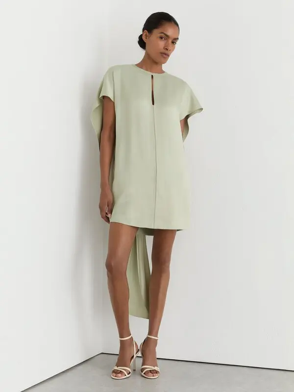 REISS Alice Satin Cape-detail Mini Dress - Silver