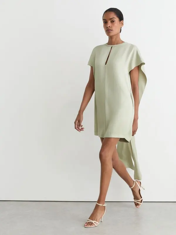 REISS Alice Satin Mini Dress With Cape Detail