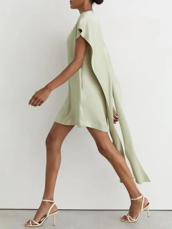 REISS Alice Satin Mini Dress With Cape Detail