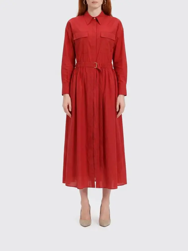 Brunello Cucinelli Belted Shirt Dress - Red