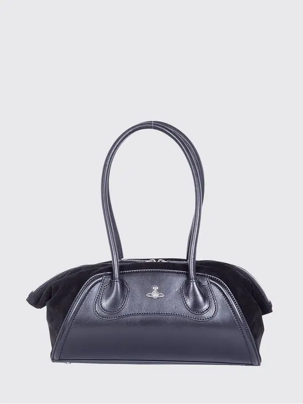 VIVIENNE WESTWOOD Shirley Smooth Leather Shoulder Bag With Orb Logo - Black