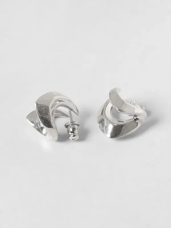 PANCONESI Asymmetrical Metal Dangle Earring With Engraved Logo - Silver