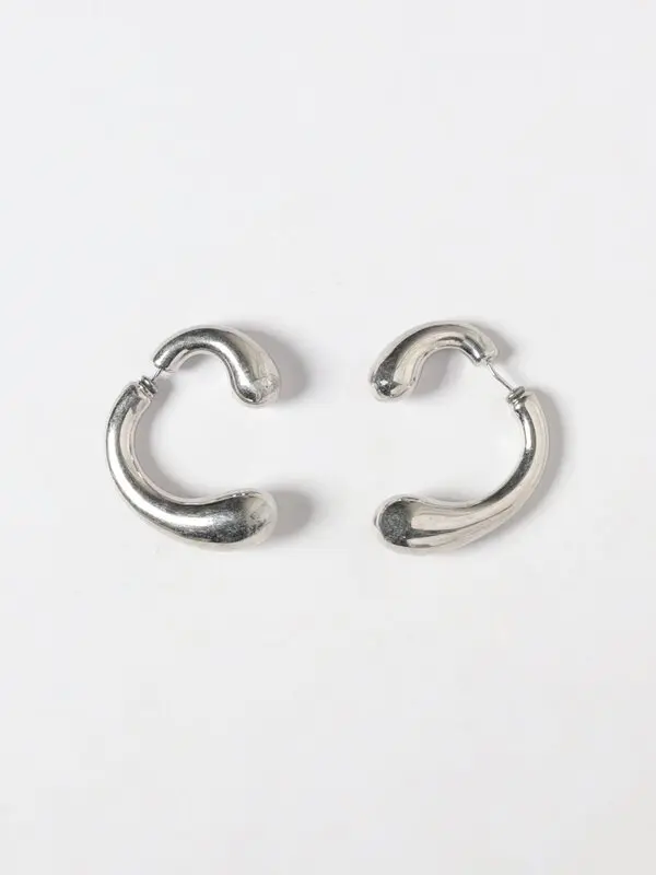 PANCONESI Rounded Pendant Earrings In Copper With Engraved Logo - Silver