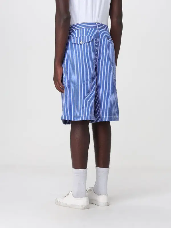 Comme Des Garçons Striped Cotton Wide-leg Knee-length Shorts