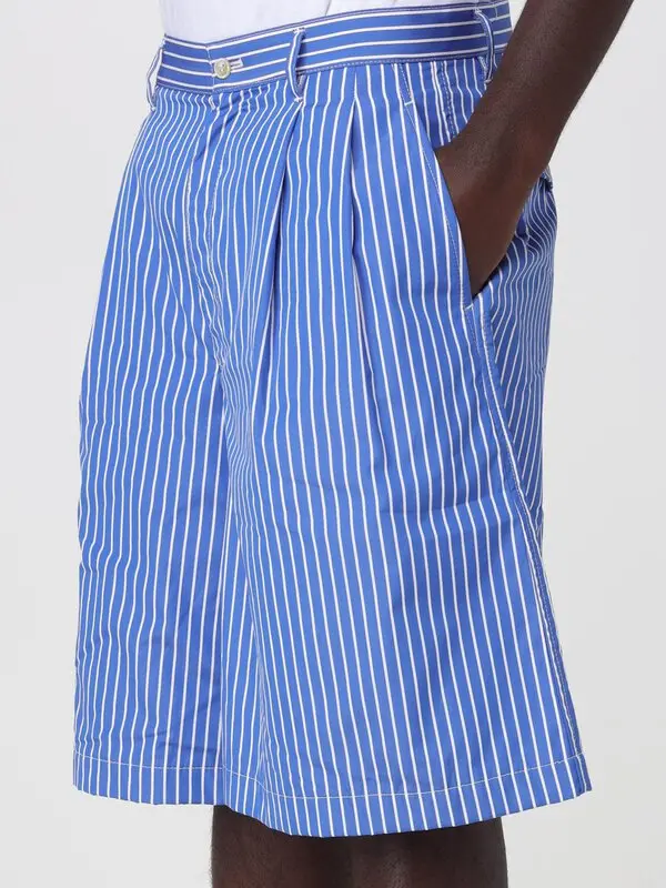 Comme Des Garçons Striped Cotton Wide-leg Knee-length Shorts