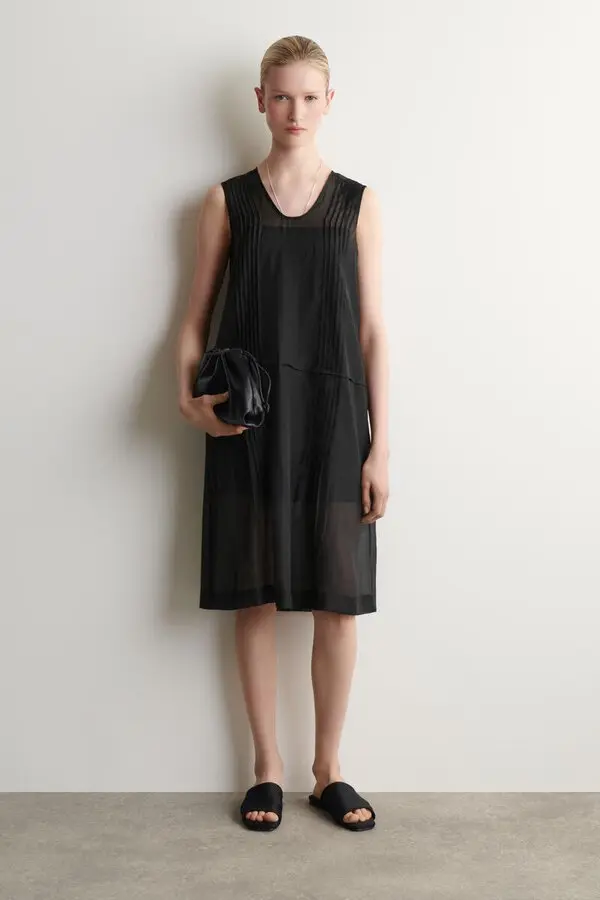 Cos Sheer Pintucked Midi Dress