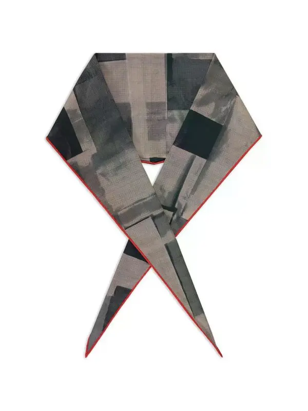 Zegna Abstract-print Diamond-shaped Scarf - Grey