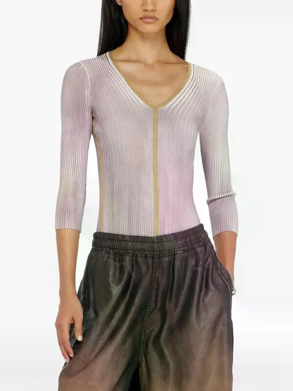 DIESEL® Ribbed V-neck Jumper With Contrast Bands