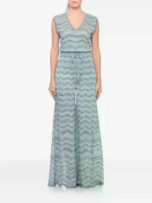 D.exterior Chevron Knit Wide-leg Jumpsuit