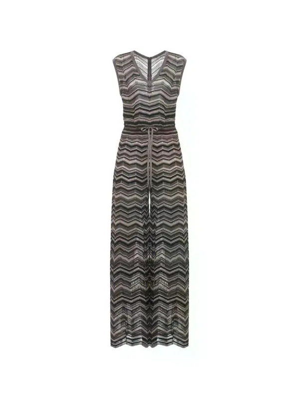 D.exterior Chevron-knit Wide-leg Jumpsuit - Brown