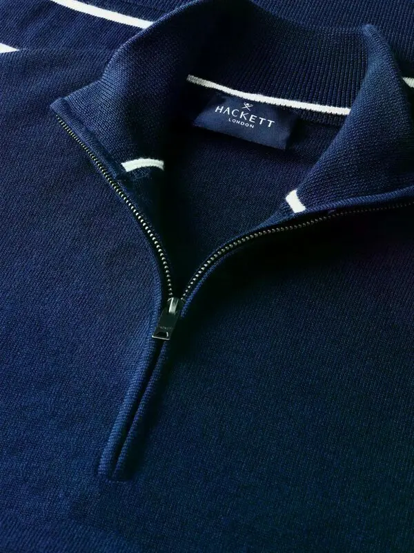 HACKETT LONDON Stripe-pattern Half-zip Sweater