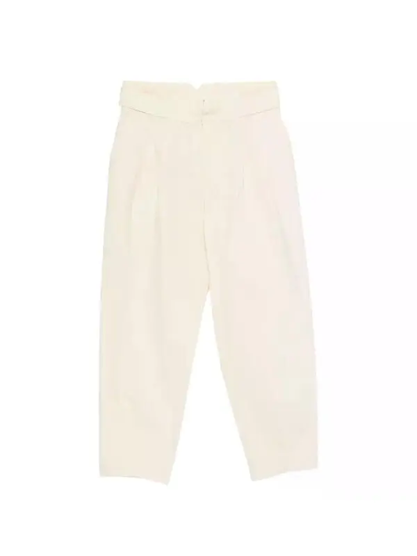 PSOPHIA Cream Pleated Tapered Trousers