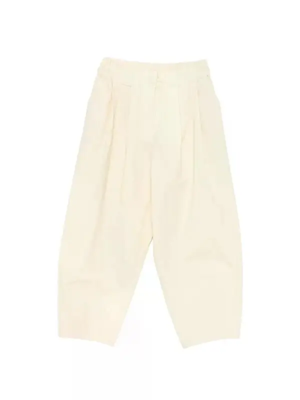 PSOPHIA Pleated Cotton Trousers With Elasticated Waistband