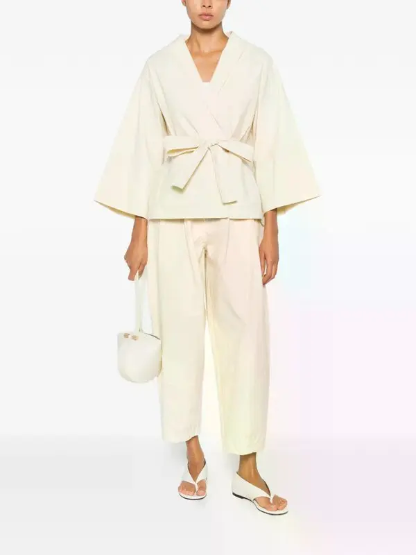 PSOPHIA Pleated Cotton Trousers With Elasticated Waistband