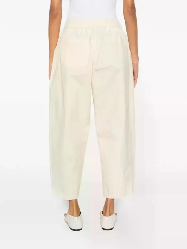 PSOPHIA Pleated Cotton Trousers With Elasticated Waistband