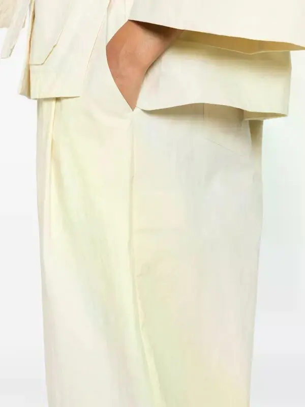 PSOPHIA Pleated Cotton Trousers With Elasticated Waistband