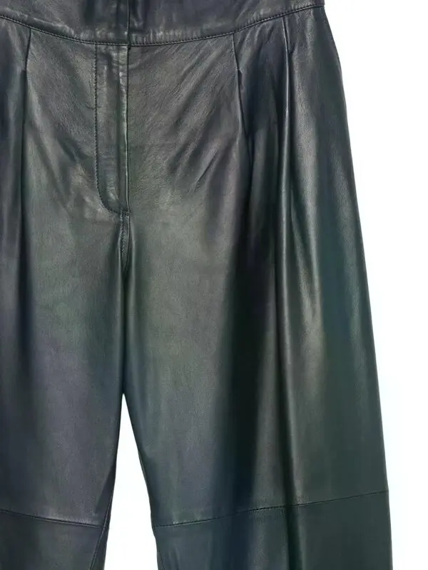 PSOPHIA Pleated Leather Trousers