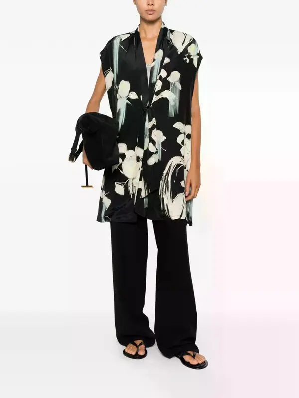 PSOPHIA Sleeveless Floral Print Coat