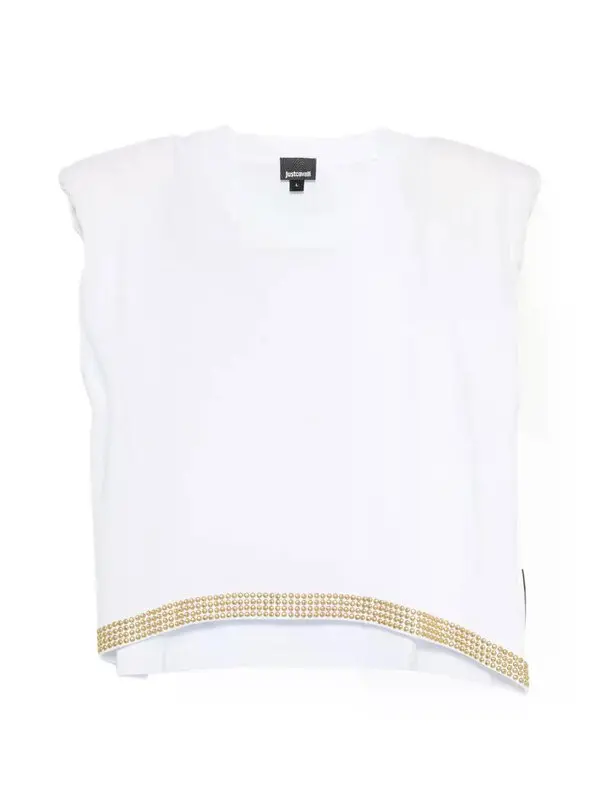 Just Cavalli Embellished Padded Shoulder T-shirt - White