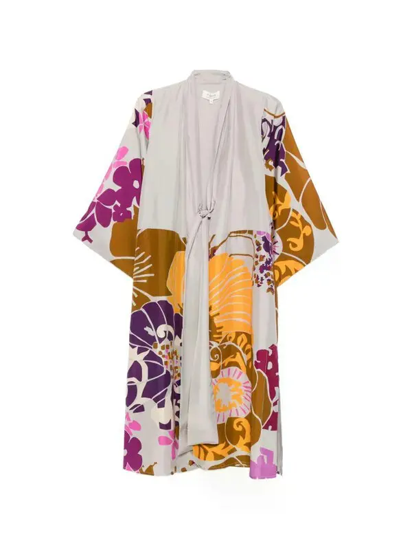 PSOPHIA Floral-print Tie-front Coat