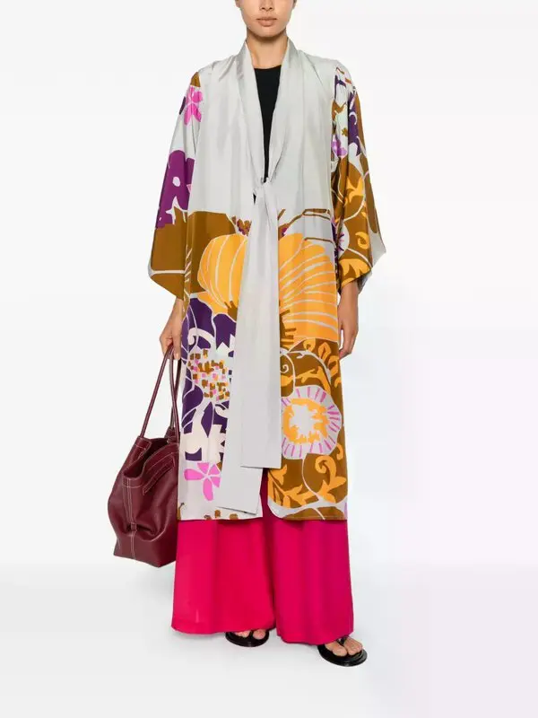 PSOPHIA Floral-print Tie-front Coat