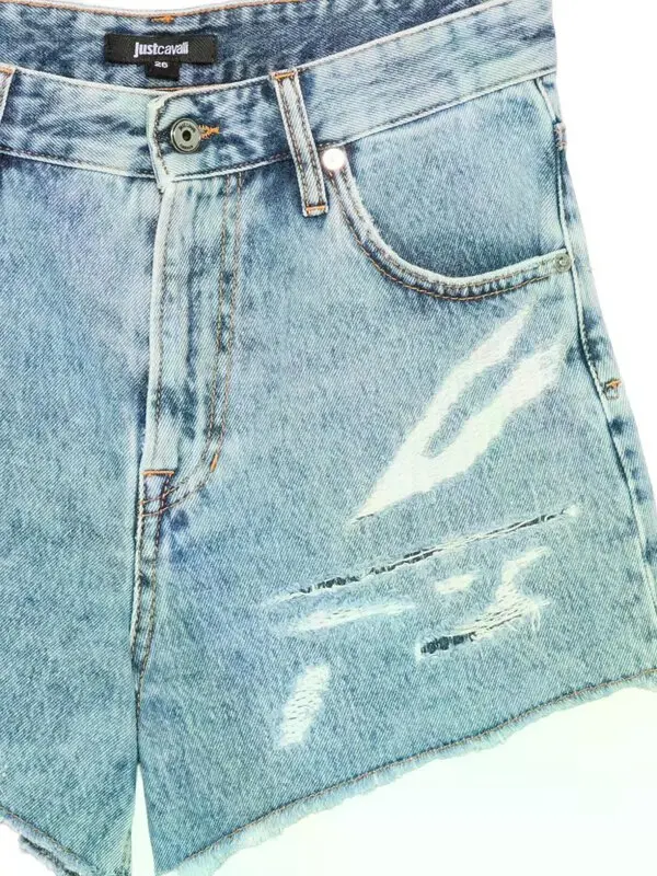 Just Cavalli Distressed Raw-cut Denim Shorts