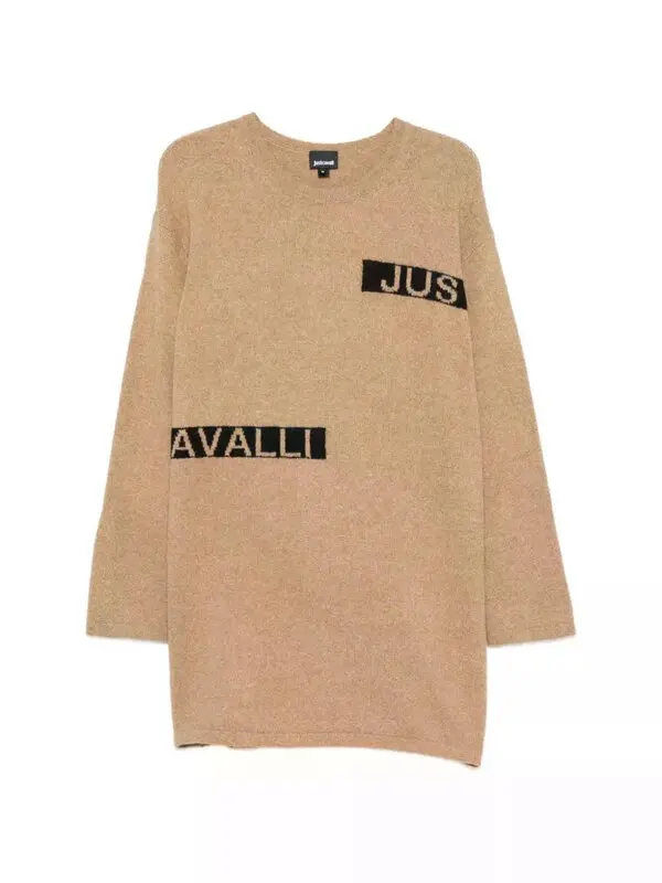 Just Cavalli Logo-intarsia Knitted Mini Dress