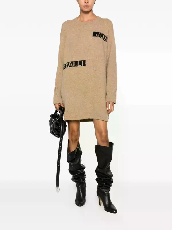 Just Cavalli Logo-intarsia Knitted Mini Dress