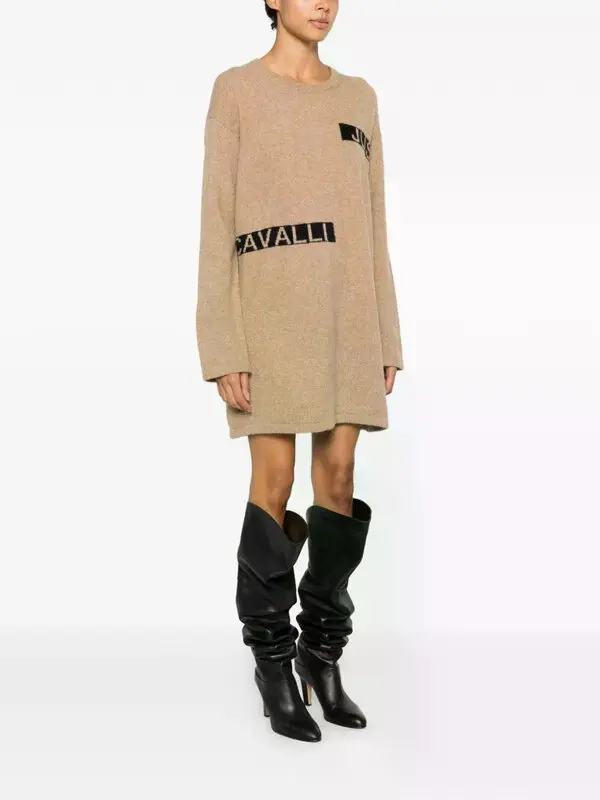 Just Cavalli Logo-intarsia Knitted Mini Dress