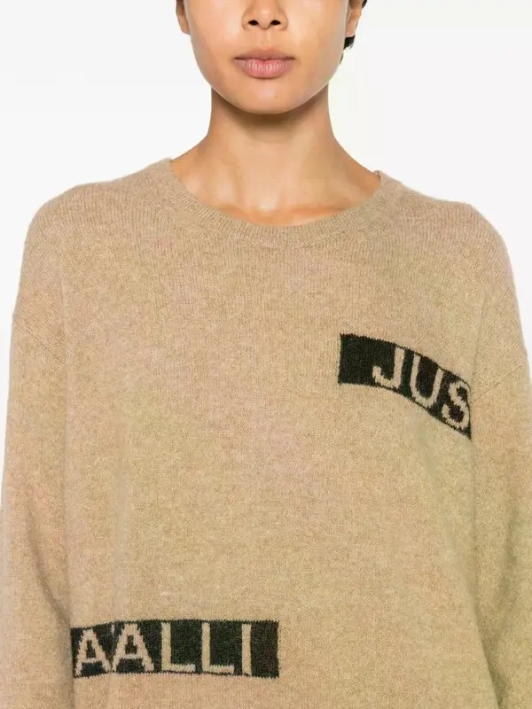 Just Cavalli Logo-intarsia Knitted Mini Dress