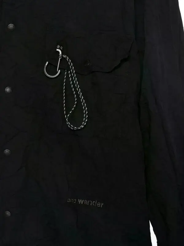 AND WANDER Crinkled-effect Shirt - Black