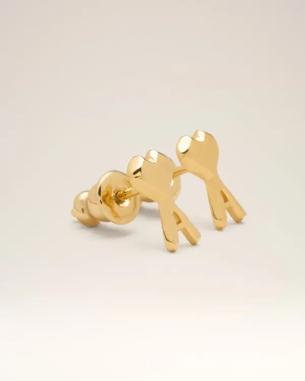 AMI Paris Brass De Coeur Hammered Earrings - Gold