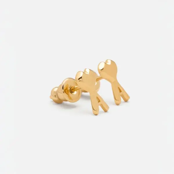 AMI Paris Brass De Coeur Hammered Earrings - Gold