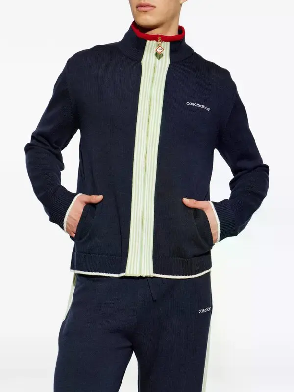Casablanca Logo-embroidered Zip-up Cardigan