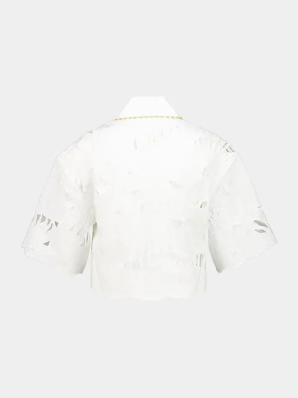 Zimmermann Mahon Embroidered Cropped Shirt - White