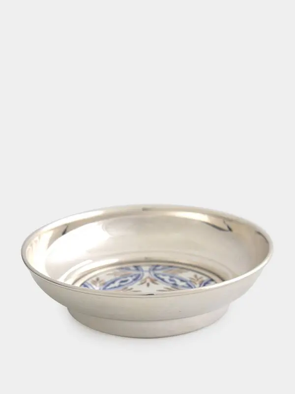 LEITÃO &AMP; IRMÃO Round Tray With Uptown Tile Detail - Silver