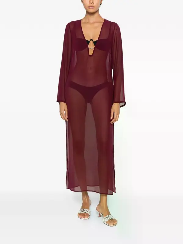 MC2 SAINT BARTH Plunging V-neck Side-slit Dress - Red
