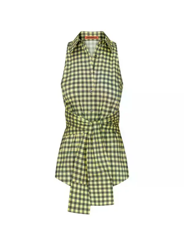 SIMONMILLER Inna Gingham Print Sleeveless Shirt