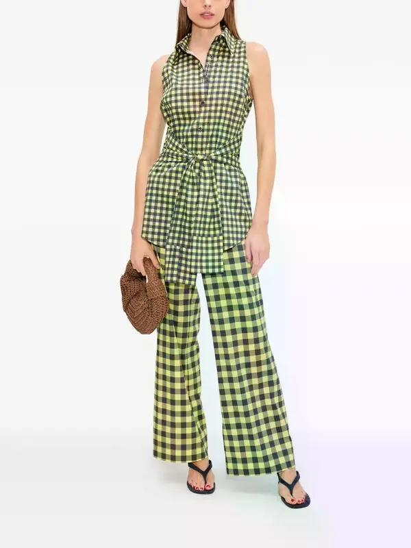 SIMONMILLER Inna Gingham Print Sleeveless Shirt