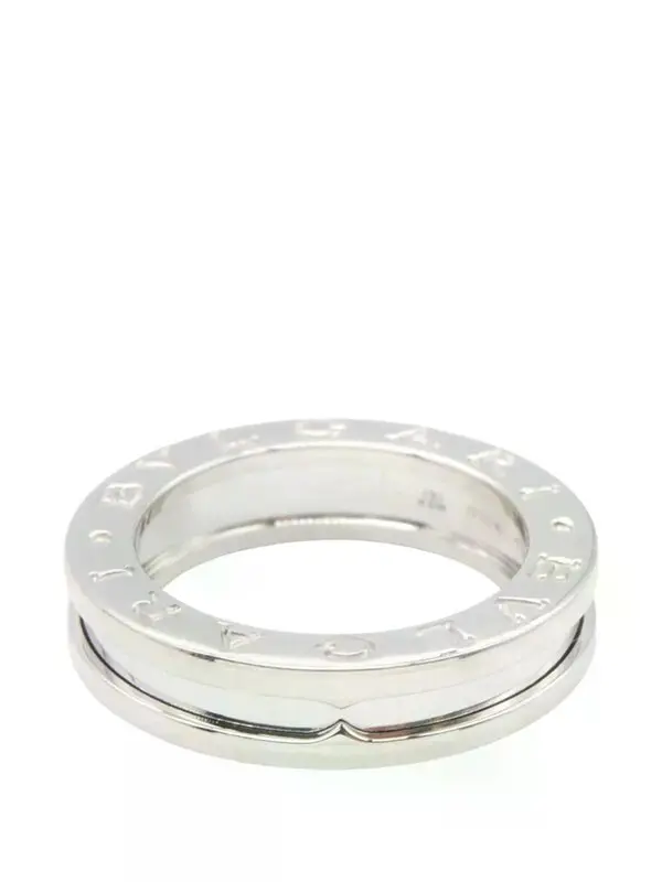 BVLGARI 18k White Gold Engraved Logo B.zero1 Ring - Silver